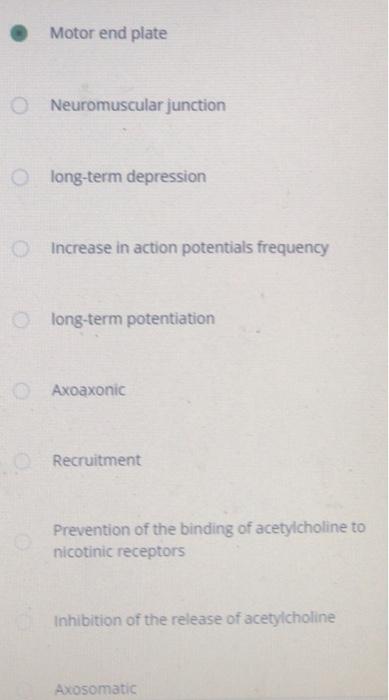 Solved Synapse between an axon and a cell body Axosomatic | Chegg.com