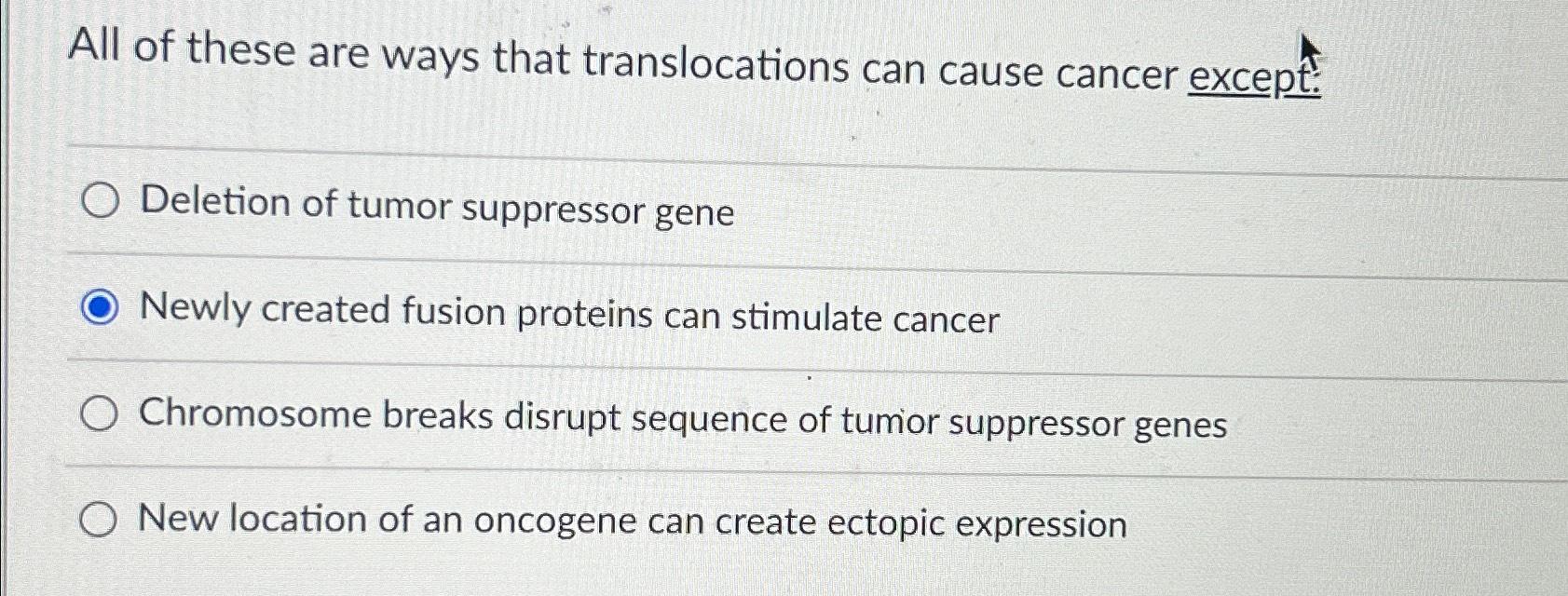 Solved All of these are ways that translocations can cause | Chegg.com