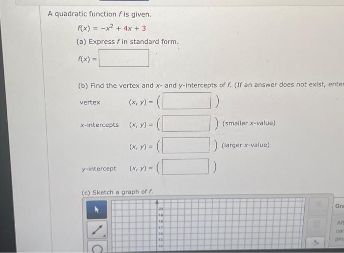 Solved A quadratic function f is given. f(x) = -x² + 4x + 3 | Chegg.com