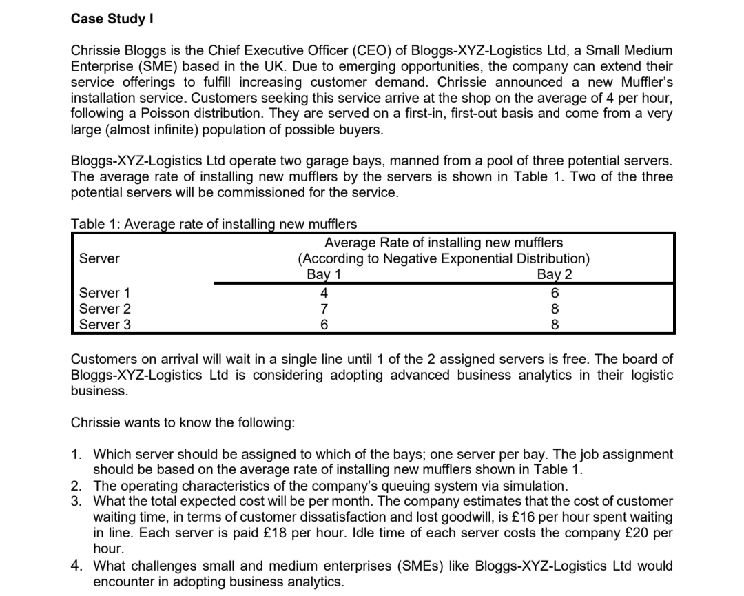 Solved Case Study IChrissie Bloggs is the Chief Executive | Chegg.com