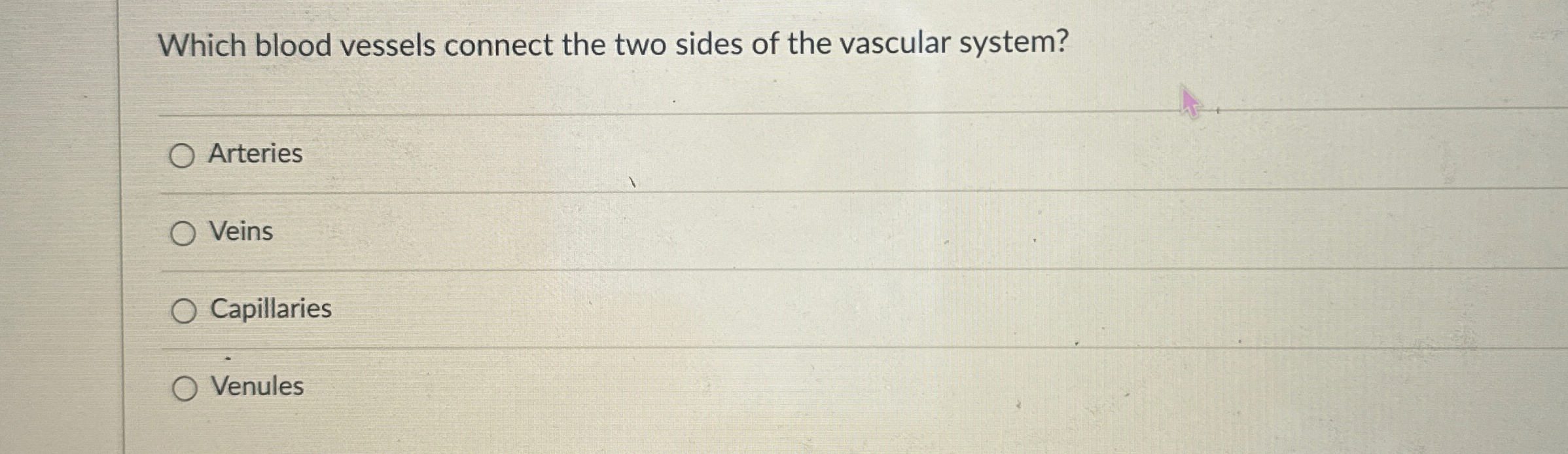 Solved Which blood vessels connect the two sides of the | Chegg.com