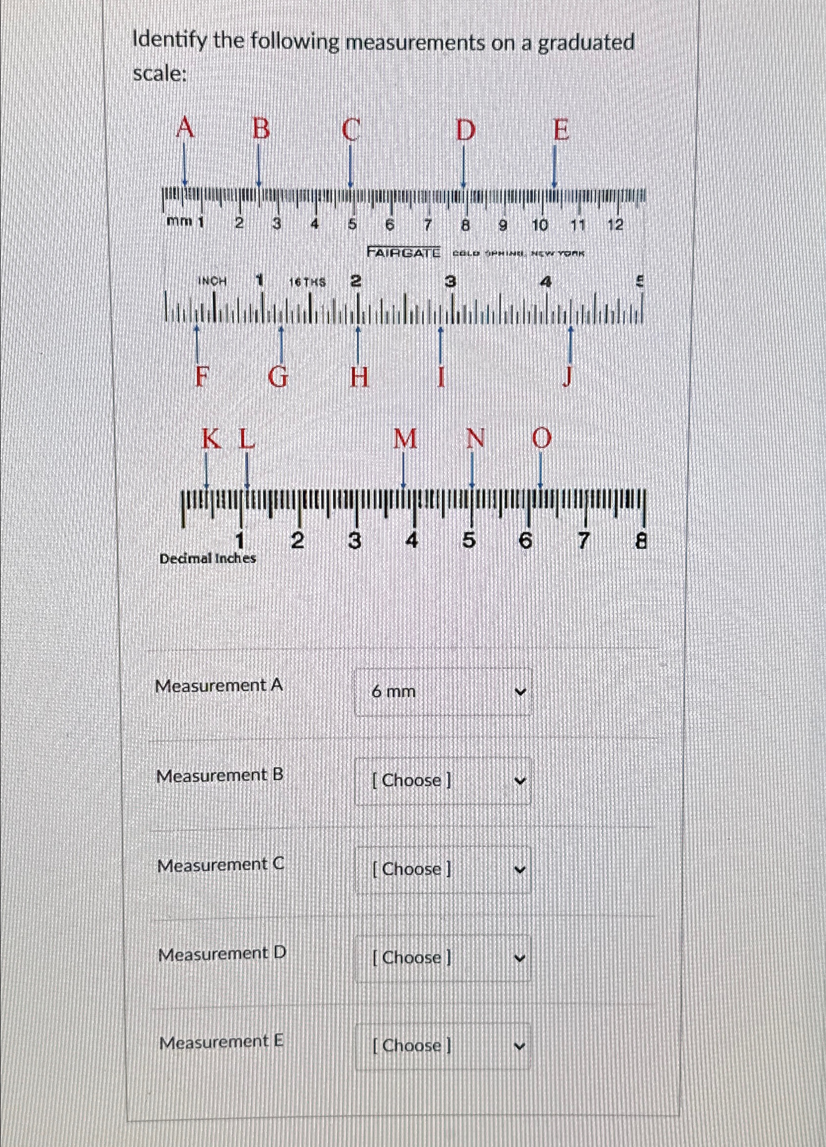 Solved Identify the following measurements on a graduated | Chegg.com