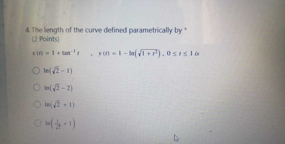 Solved 4. The length of the curve defined parametrically by | Chegg.com