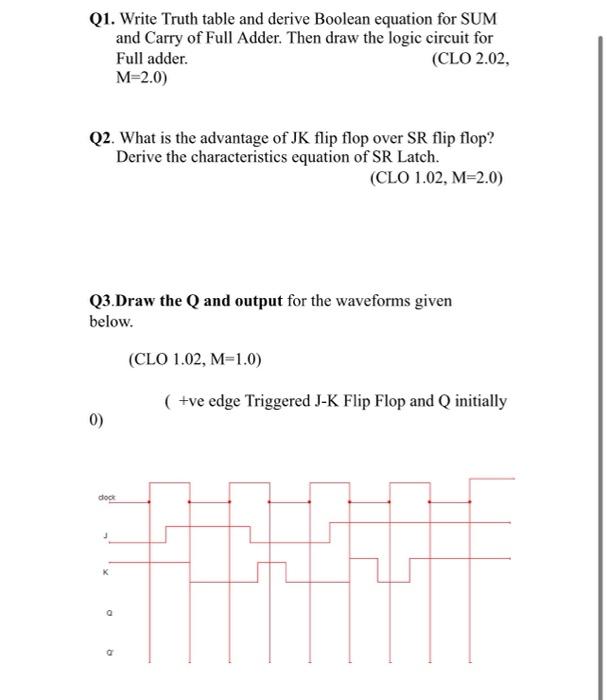Solved Q1 Write Truth Table And Derive Boolean Equation For