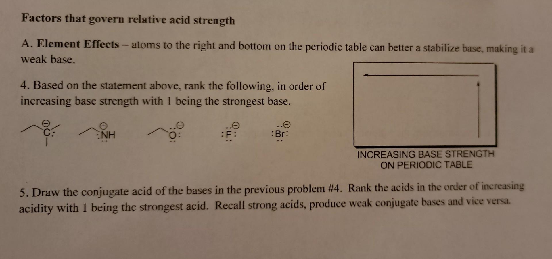 Solved Factors that govern relative acid strength A. Element | Chegg.com