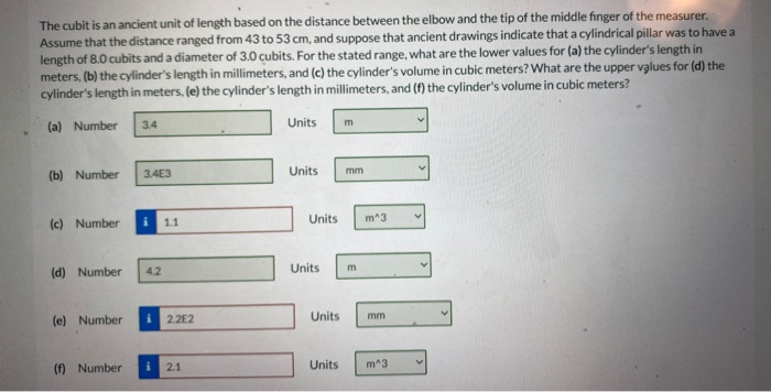 Solved The cubit is an ancient unit of length based on the | Chegg.com