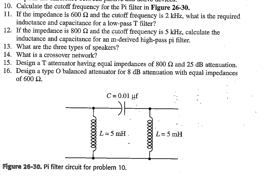 Solved Calculate the cutoff frequency for the Pi filter in | Chegg.com