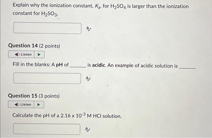 Solved Explain why the ionization constant, Ka, for H2SO4 is | Chegg.com