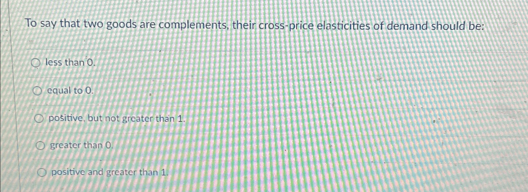 Solved To say that two goods are complements, their | Chegg.com