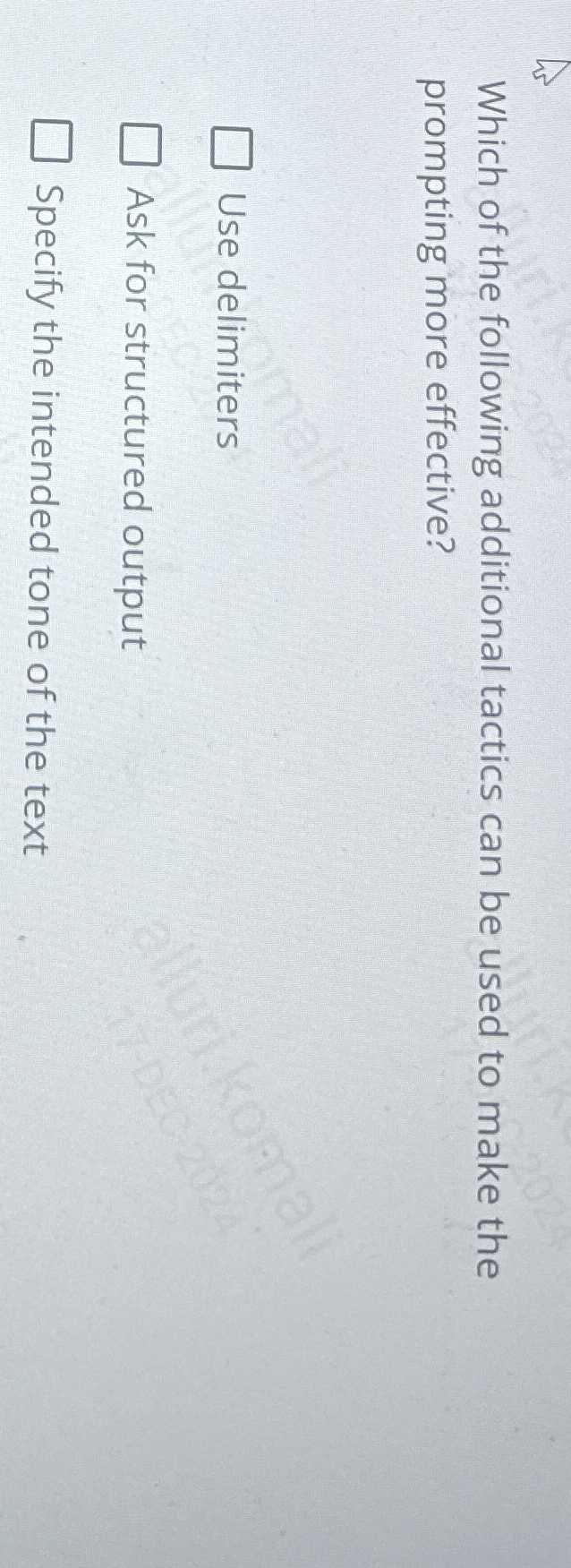 Solved Which of the following additional tactics can be used | Chegg.com