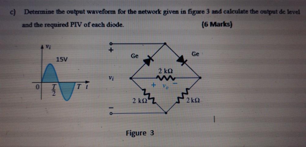 Solved C Determine The Output Waveform For The Network