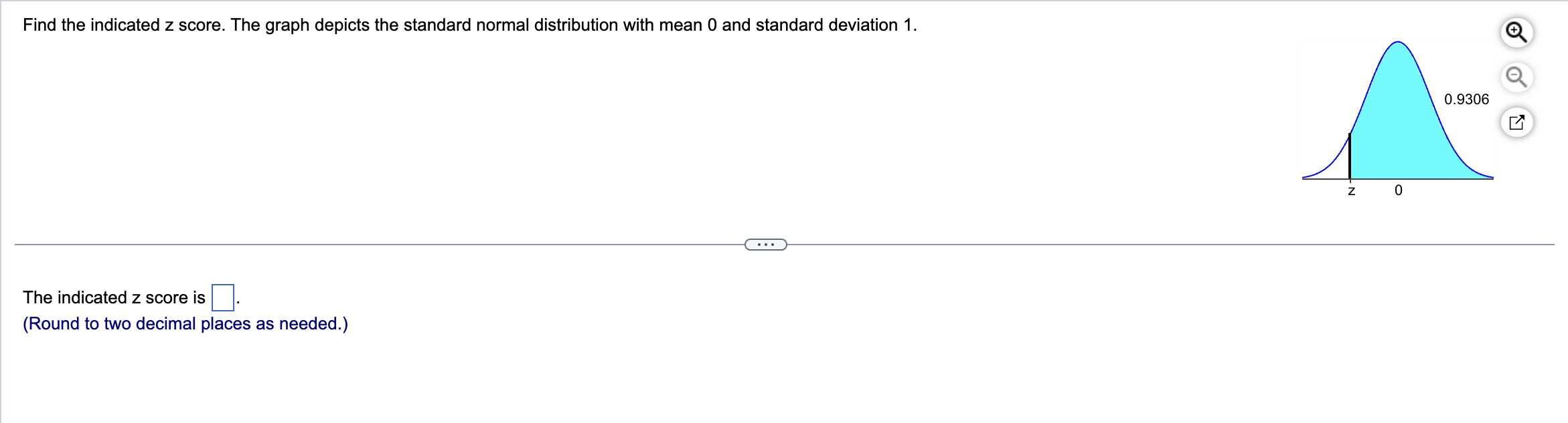 Solved Q7. ﻿Find the indicated z ﻿score. The graph depicts | Chegg.com