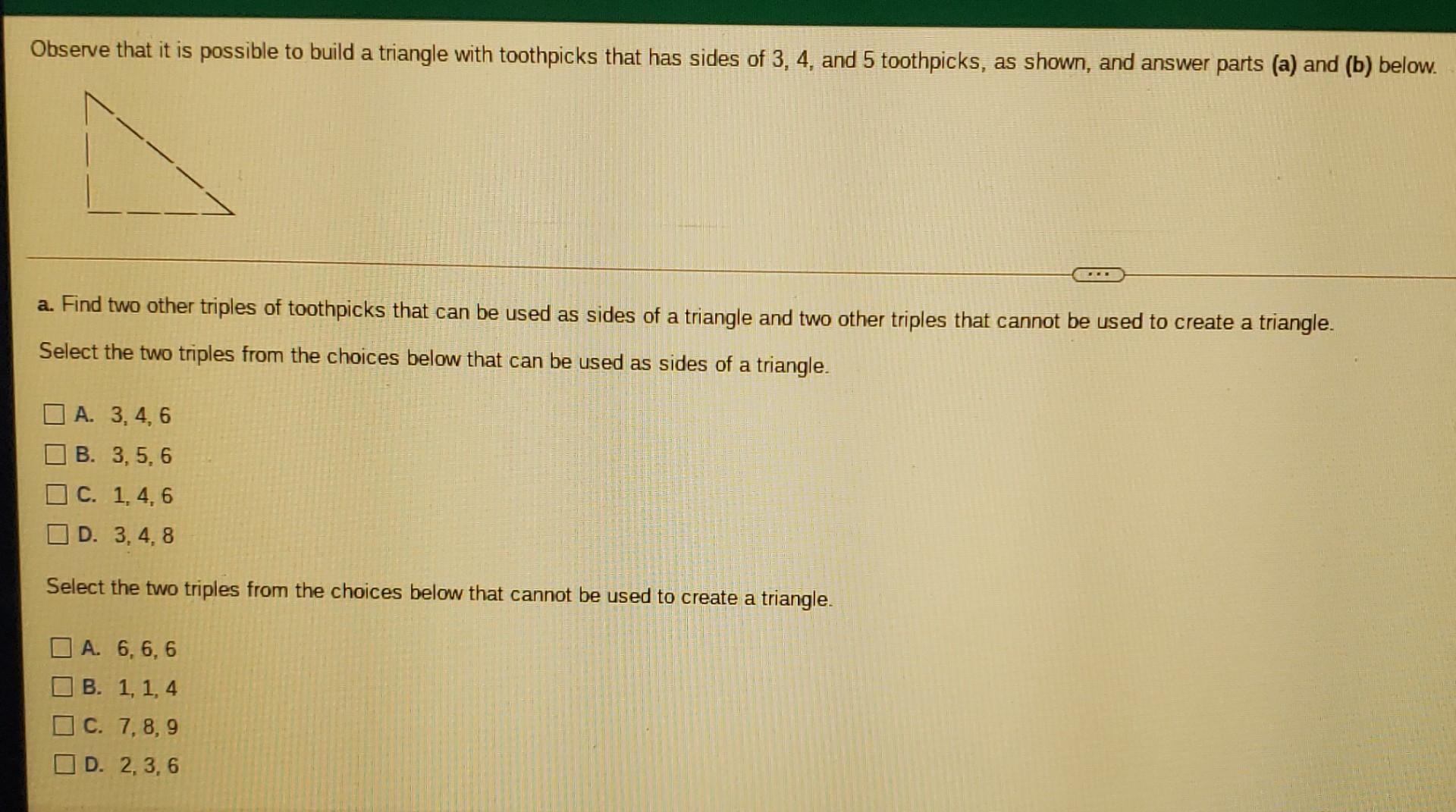 Solved Observe that it is possible to build a triangle with | Chegg.com