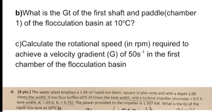 (20 points total) A 3-chambered, tapered flocculation | Chegg.com