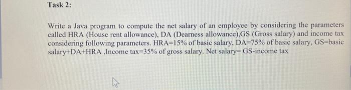 Solved Write a Java program to compute the net salary of an | Chegg.com