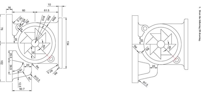 Solved using AutoCAD, draw the following: please include | Chegg.com