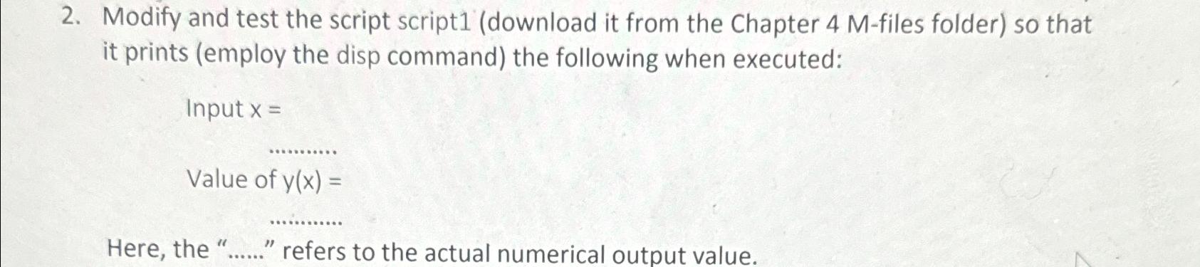 Solved Modify and test the script script1 (download it from | Chegg.com
