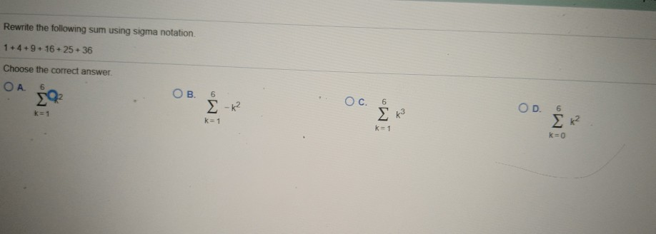 Solved Rewrite the following sum using sigma notation 1 | Chegg.com