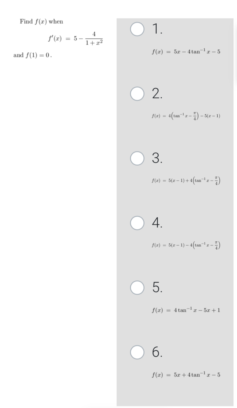 Solved Find f(x) whenf'(x)=5-41+x2and | Chegg.com Solved Find f(x) whenf'(x)=5-41+x2and | Chegg.com