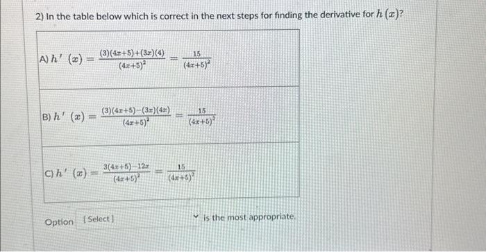 Solved For the function h(x)=4x+53x 1) Looking at the | Chegg.com