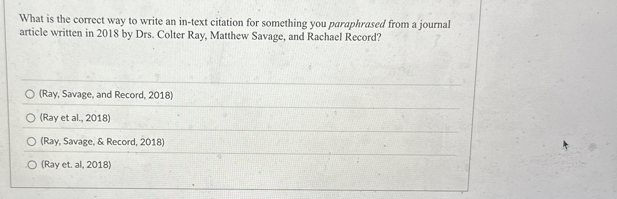 High Quality SOLUTION What is the correct way to write an in-text citation | Chegg.com