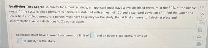 Solved Qualifying Test Scores To qualify for a medical | Chegg.com
