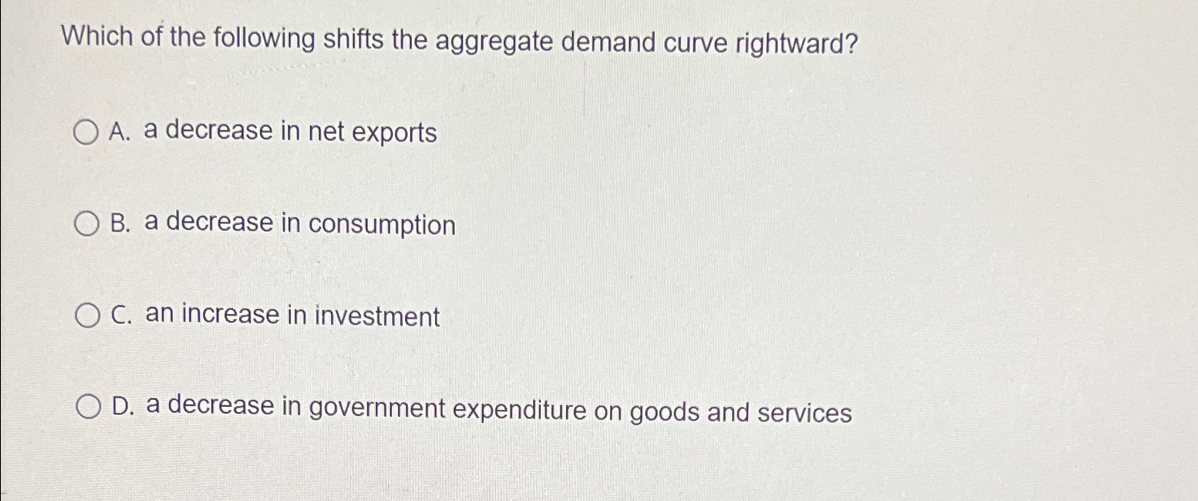 Solved Which of the following shifts the aggregate demand | Chegg.com