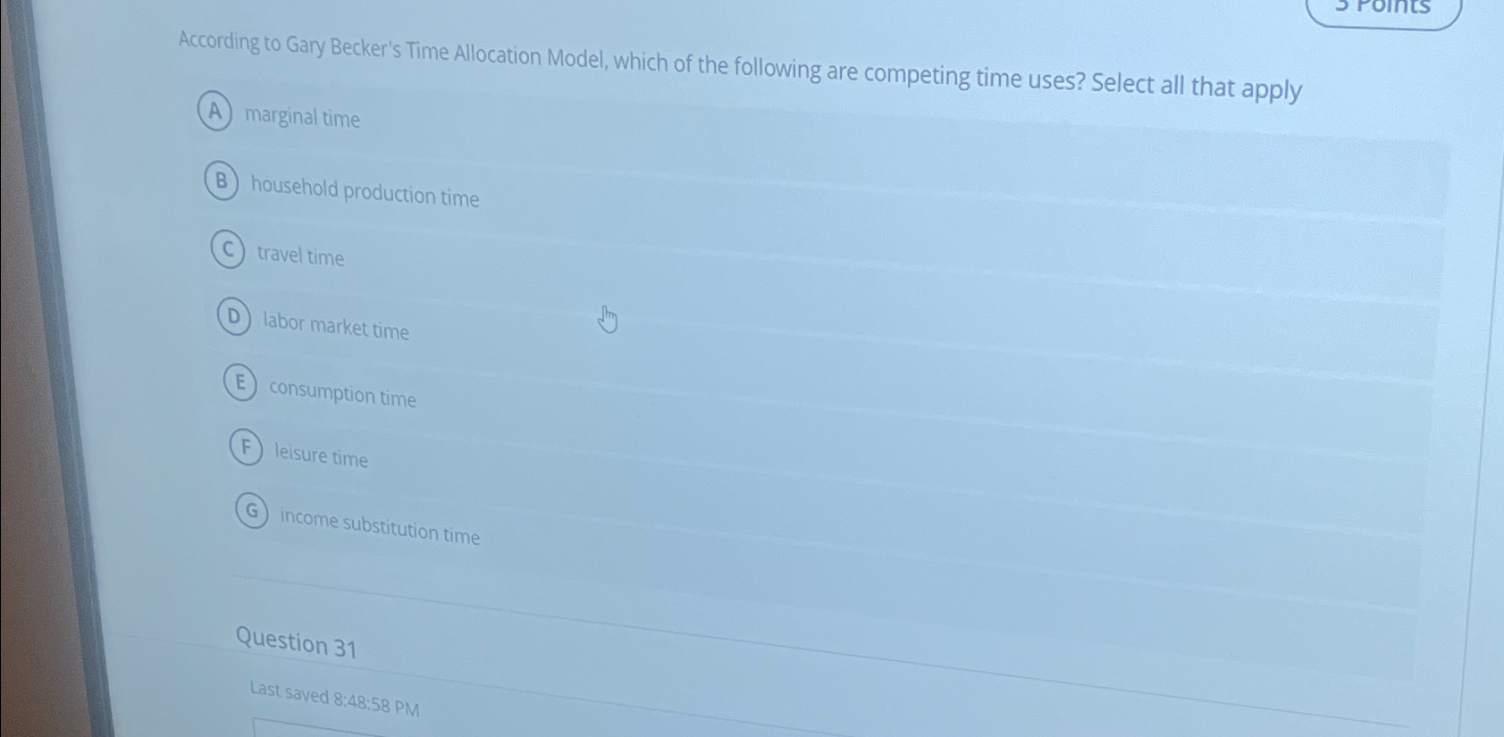 Solved According to Gary Becker's Time Allocation Model, | Chegg.com