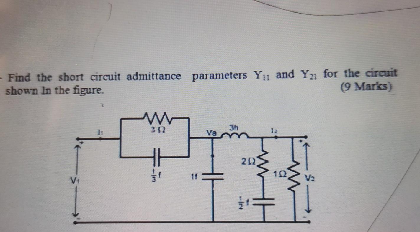 Solved - Find the short circuit admittance shown in the | Chegg.com