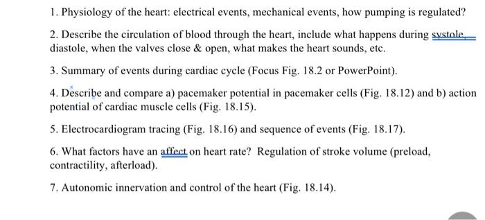 1. Physiology of the heart: electrical events, | Chegg.com