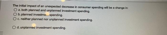 Solved The initial impact of an unexpected decrease in | Chegg.com