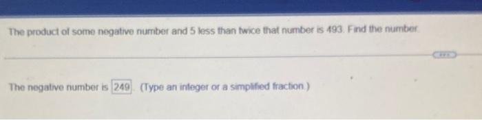 Solved The product of some negative number and 5 less than | Chegg.com