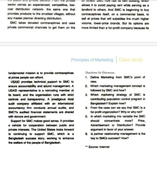 Solved Societal Marketing Company (SMC): A CSR based venture | Chegg.com