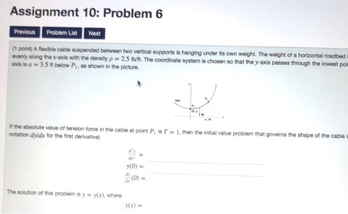 Solved Assignment 10: Problem 6 Previous Problem List Next | Chegg.com