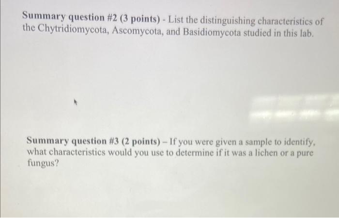 Solved Summary question \#2 (3 points) - List the | Chegg.com