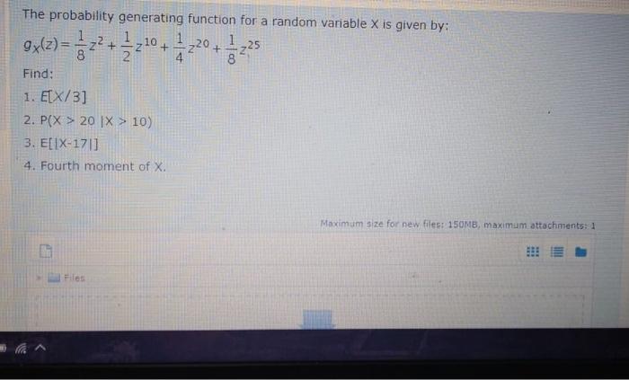 Solved The probability generating function for a random | Chegg.com