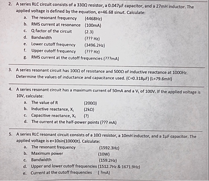 Solved 2. A series RLC circuit consists of a 3300 resistor, | Chegg.com