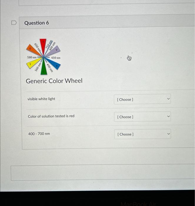 Solved Generic Color Wheel visible white light Color of | Chegg.com