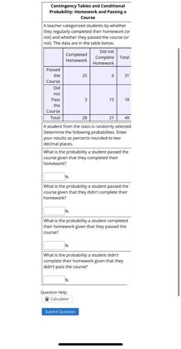 Solved Contingency Tables and Conditional Probability: | Chegg.com