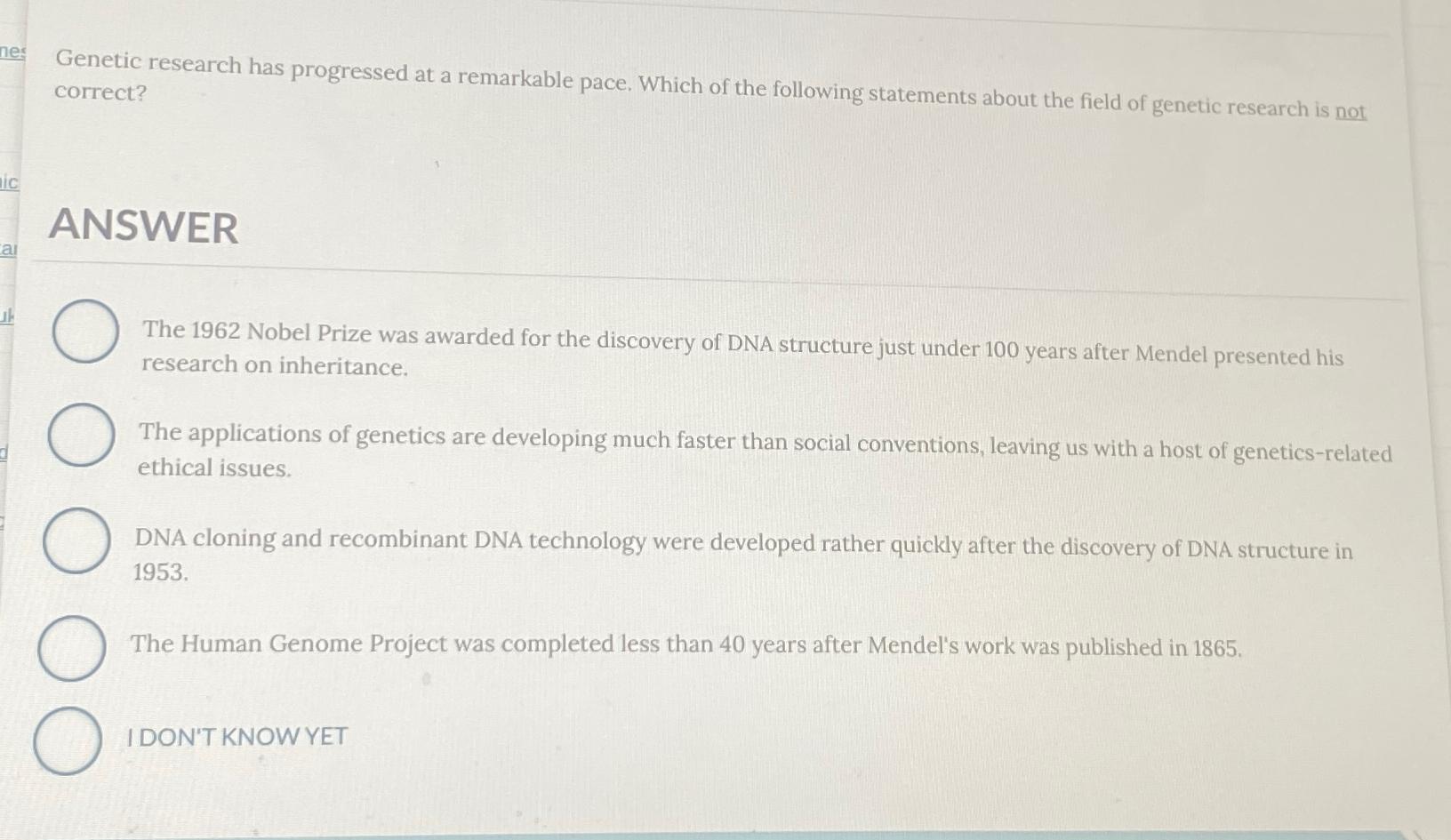 Solved Genetic research has progressed at a remarkable pace. | Chegg.com