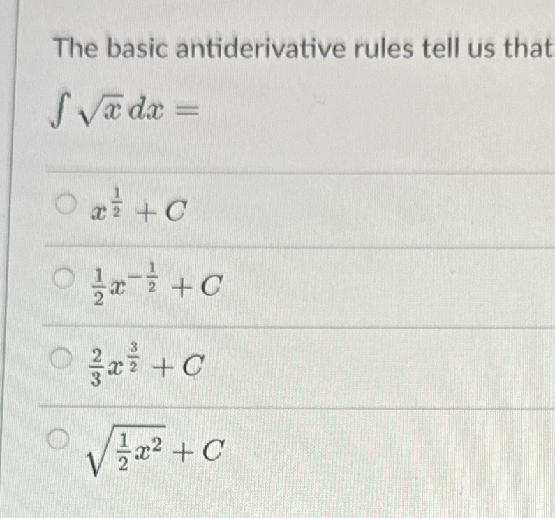 Solved The basic antiderivative rules tell us that | Chegg.com