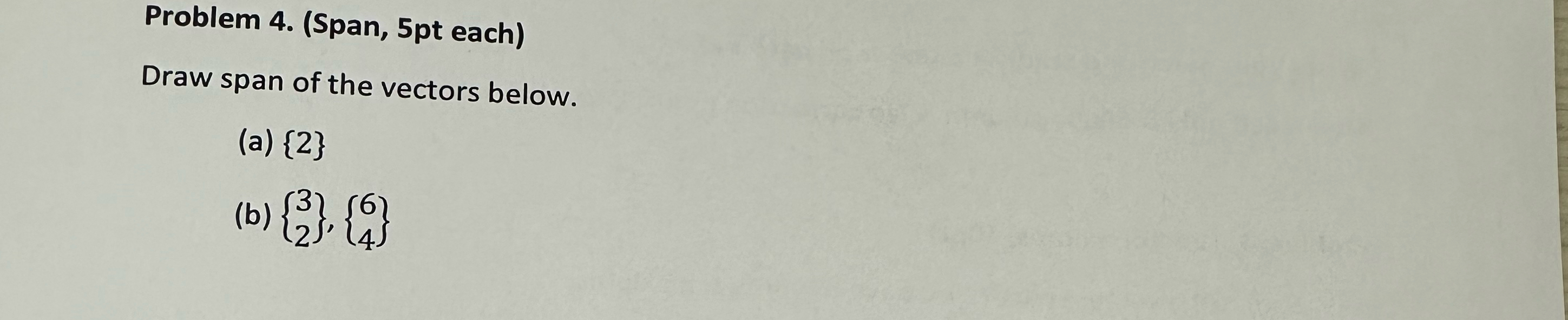 Solved Problem 4. (Span, 5pt each)Draw span of the vectors | Chegg.com