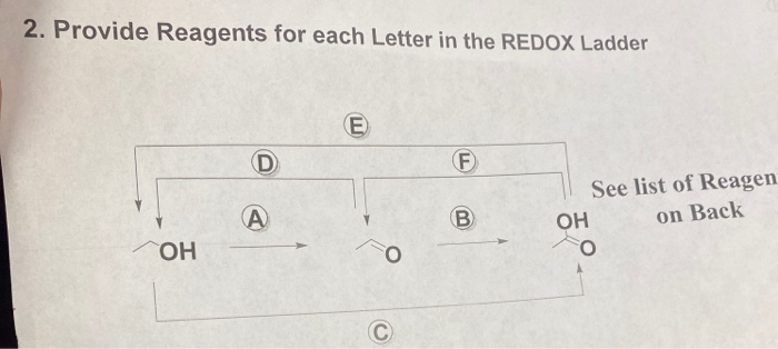 Solved 2. Provide Reagents for each Letter in the REDOX | Chegg.com