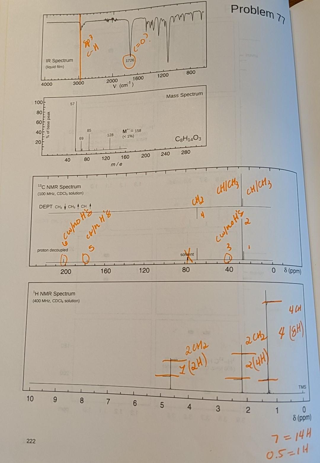 Solved Problem 77 my Sp3 c-H 1726 IR Spectrum (liquid film) | Chegg.com
