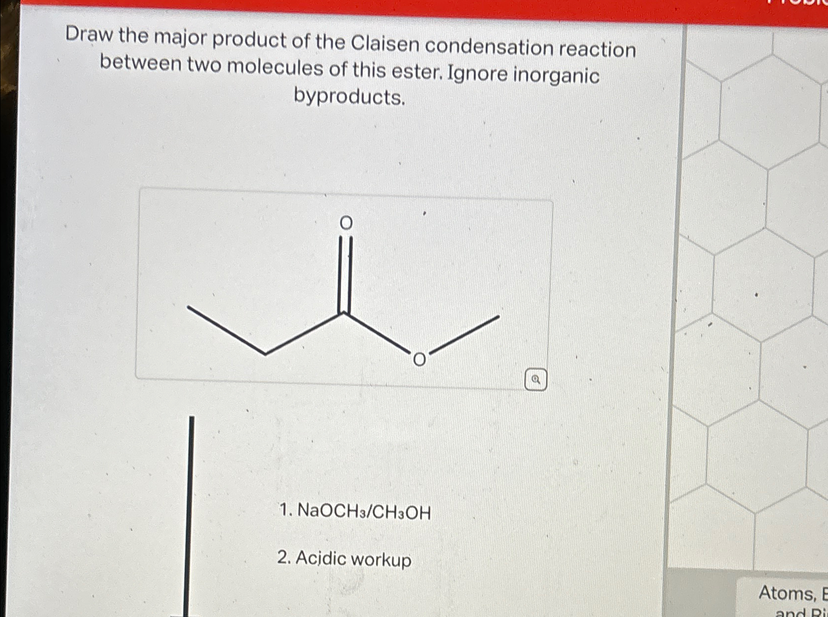 Solved Draw the major product of the Claisen condensation | Chegg.com