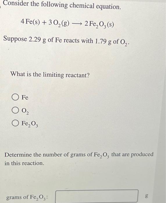 Solved Consider the following chemical equation. 4 Fe(s) + | Chegg.com
