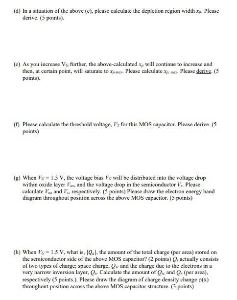 Solved I. (MOS capacitor) Let's consider an ideal MOS | Chegg.com