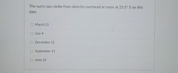 Solved The sun's rays strike from directly overhead at noon | Chegg.com
