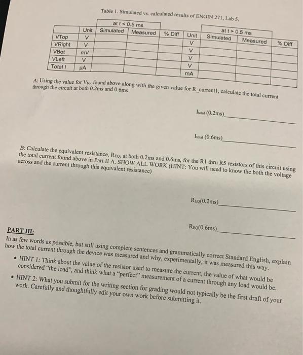 Solved Numerical Circuit Simulations and Oscilloscope | Chegg.com