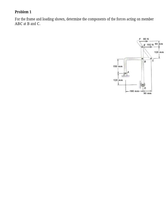 Solved Problem 1 For the frame and loading shown, determine | Chegg.com